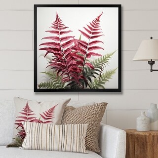 Designart "Ferns Ruby Essence I" Floral Framed Canvas Wall Art - Bed Bath & Beyond - 39147391